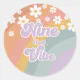 Groovy Retro Nine is a Vibe Rainbow Classic Round Sticker | Zazzle