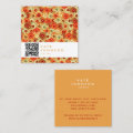 Groovy Retro Orange Hippie Flowers QR Code Square Business Card | Zazzle
