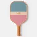 Groovy Retro Pattern Pink Blue Aesthetic Monogram Pickleball Paddle ...