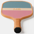 Groovy Retro Pattern Pink Blue Aesthetic Monogram Pickleball Paddle ...