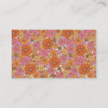 Groovy Retro Pink Orange Botanical Flowers Trendy Business Card | Zazzle