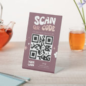 Groovy Retro Trendy Social Media Website QR Code Pedestal Sign | Zazzle
