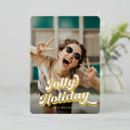 Groovy Retro Typography With Gold Foil Holiday Card | Zazzle
