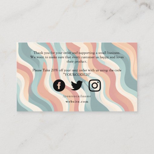 Groovy retro wavy lines thank you enclosure card | Zazzle