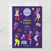 Groovy Roller Disco Purple Party Millennial Retro Invitation | Zazzle