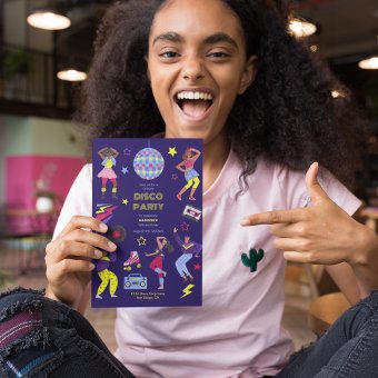 Groovy Roller Disco Purple Party Millennial Retro Invitation | Zazzle