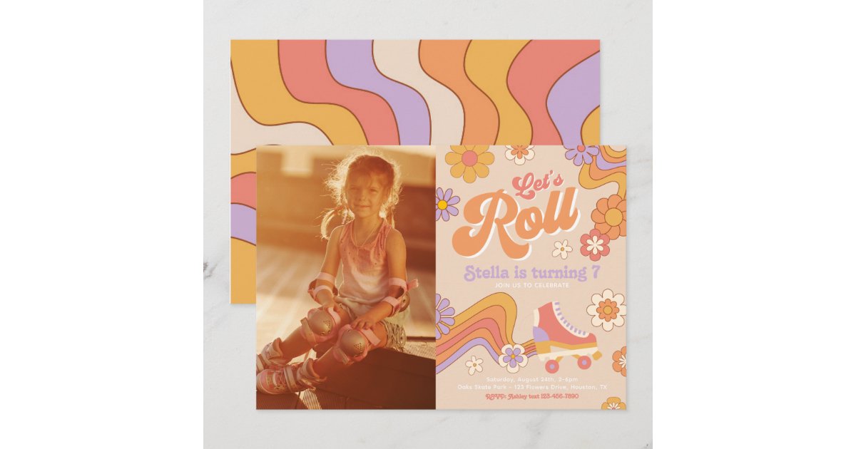 Groovy Roller Skate Photo Invitation | Skating | Zazzle