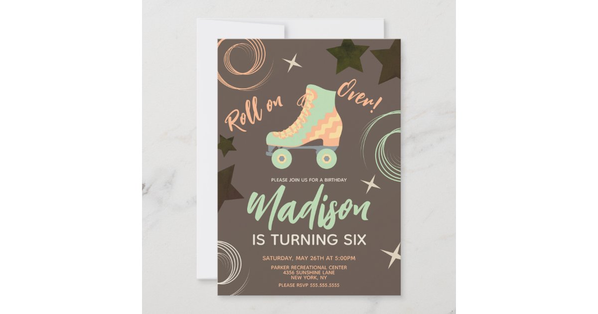 Groovy Roller Skates Rollerskating Birthday Party Invitation | Zazzle