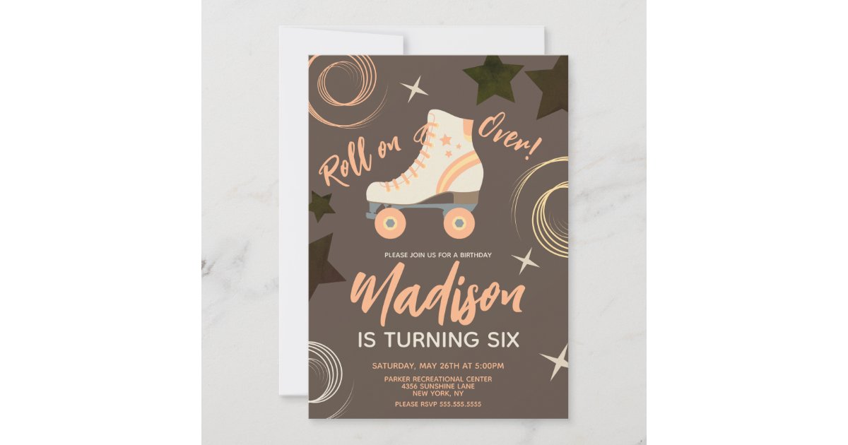 Groovy Roller Skates Rollerskating Invitation | Zazzle