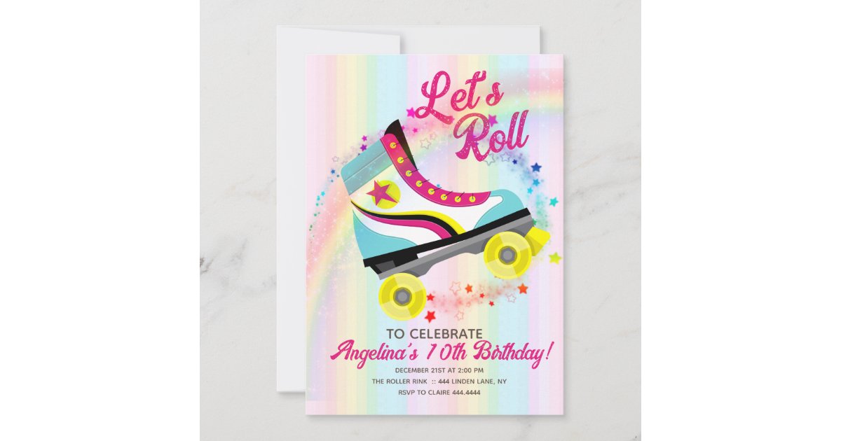 Groovy Roller Skating Birthday Invitation | Zazzle