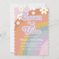 Groovy Seven is a vibe Retro Rainbow 7th Birthday Invitation | Zazzle