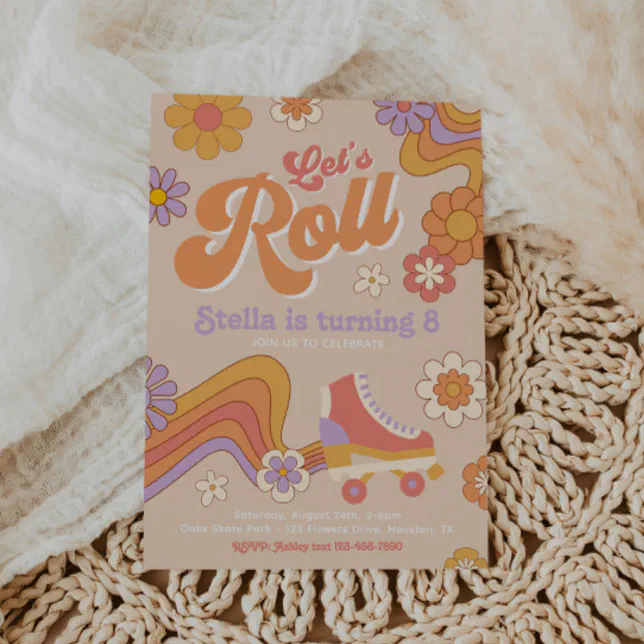Groovy Skating Invitation | Roller Skate | Zazzle