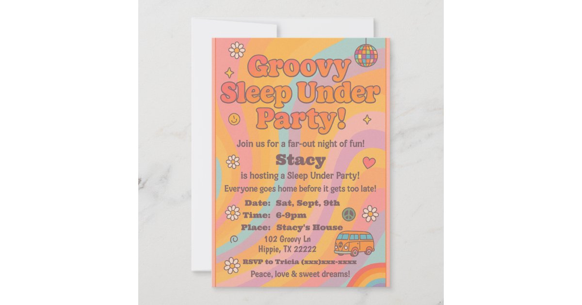 Groovy Sleep Under Birthday Party Invitation | Zazzle