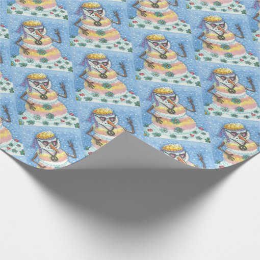GROOVY SNOWMAN, PEACE SIGN CHRISTMAS GIFT WRAP | Zazzle