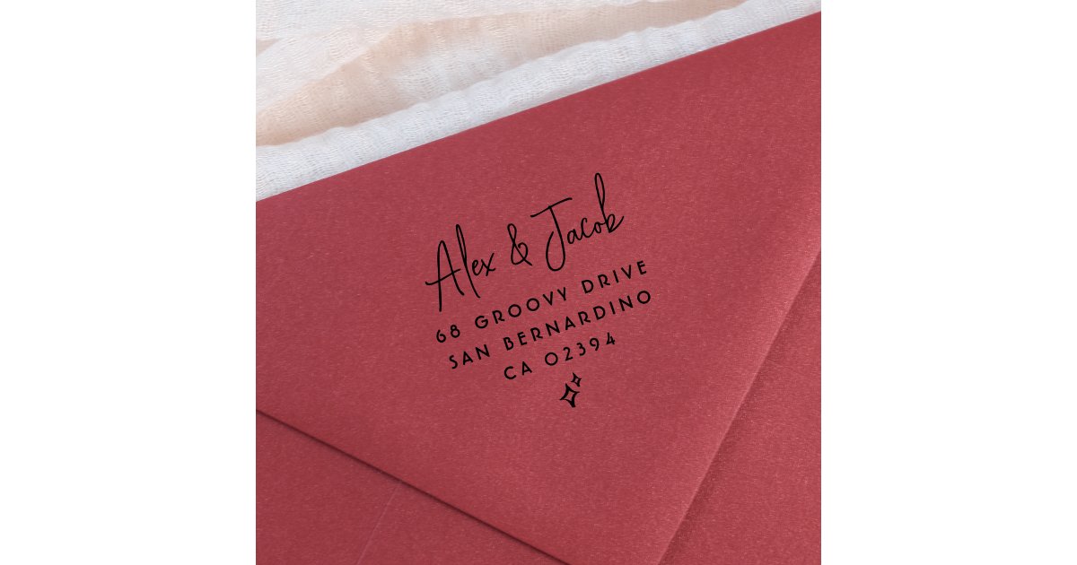 Groovy Sparkle Couples Names & Return Address Self-inking Stamp | Zazzle