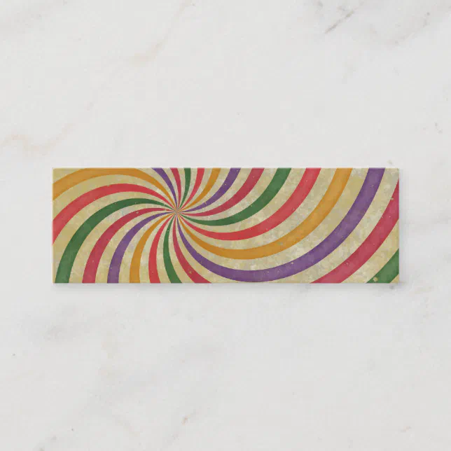 Groovy Spiral Sunbeam Ray Swirl Design Grungy Mini Business Card | Zazzle