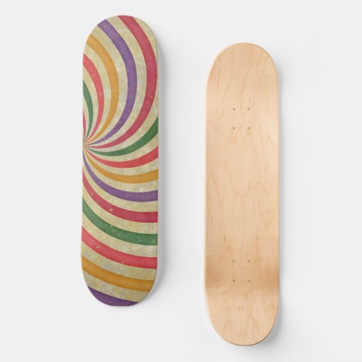 Groovy Spiral Sunbeam Ray Swirl Design Grungy Skateboard | Zazzle