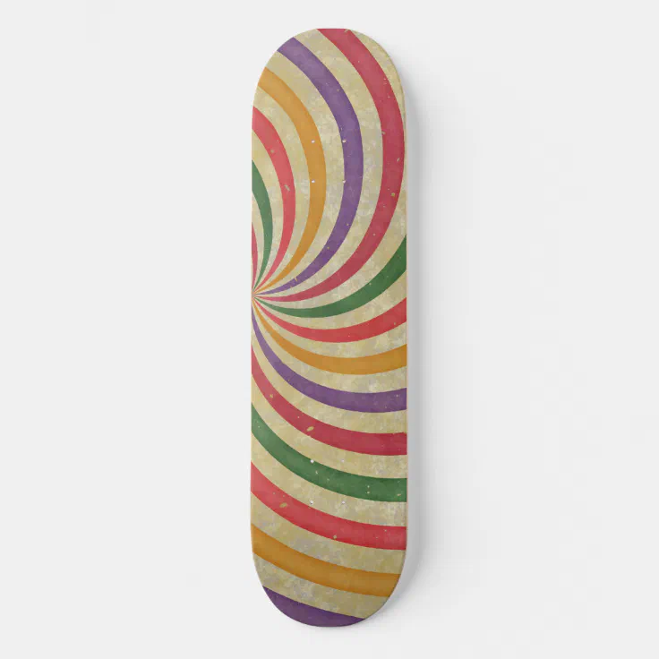 Groovy Spiral Sunbeam Ray Swirl Design Grungy Skateboard | Zazzle