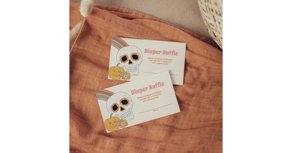 Groovy Spooky Halloween Ghost Girl Diaper Raffle Enclosure Card | Zazzle
