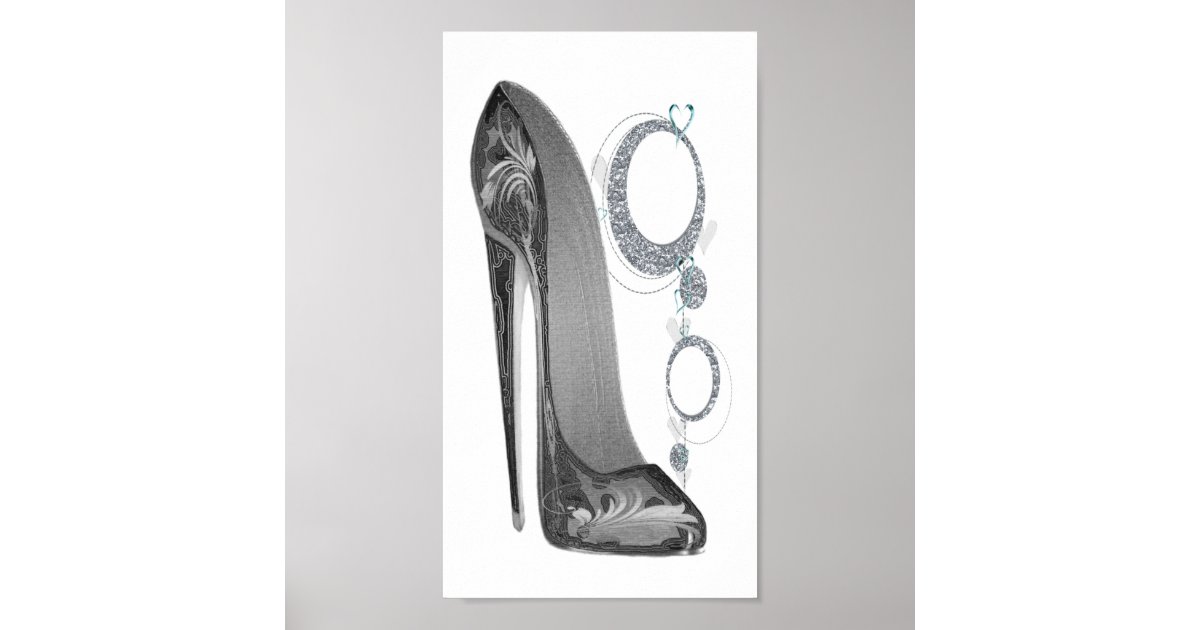 Groovy Stiletto and Sparkle Bling Poster | Zazzle