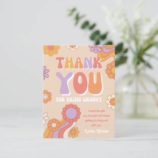 Groovy Thank You Card | Retro Thank You Card | Zazzle
