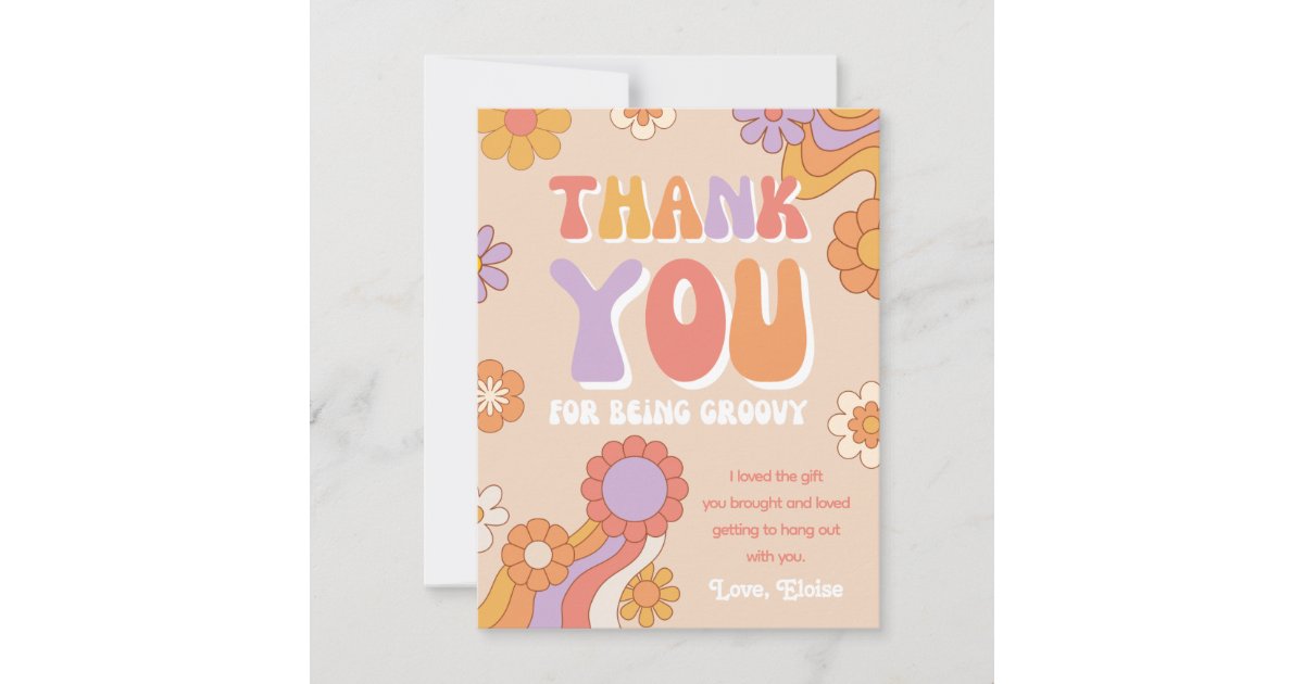 Groovy Thank You Card | Retro Thank You Card | Zazzle