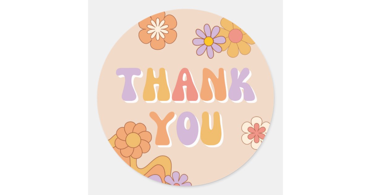 Groovy Thank You Sticker | Groovy Favor Tag | Zazzle