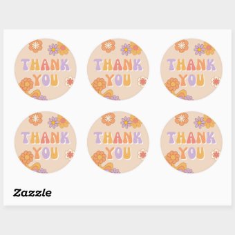 Groovy Thank You Sticker | Groovy Favor Tag | Zazzle