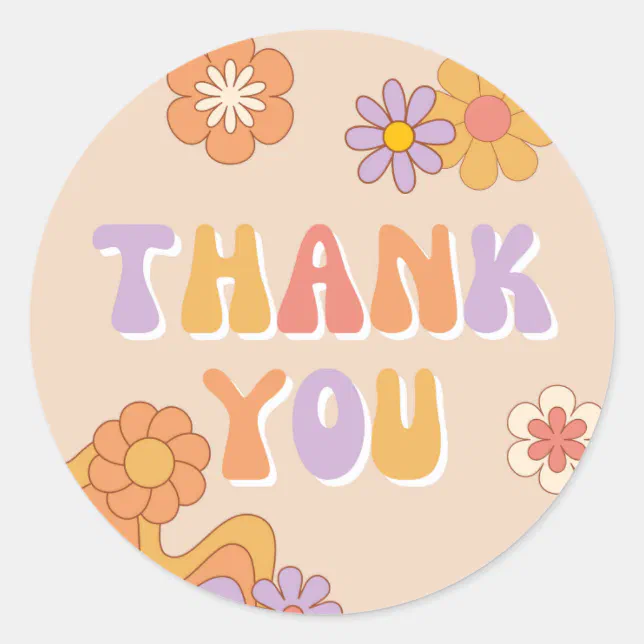 Groovy Thank You Sticker | Groovy Favor Tag | Zazzle