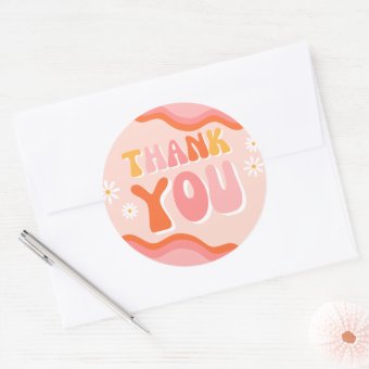 Groovy Thank You Sticker | Groovy Favor Tag | Zazzle