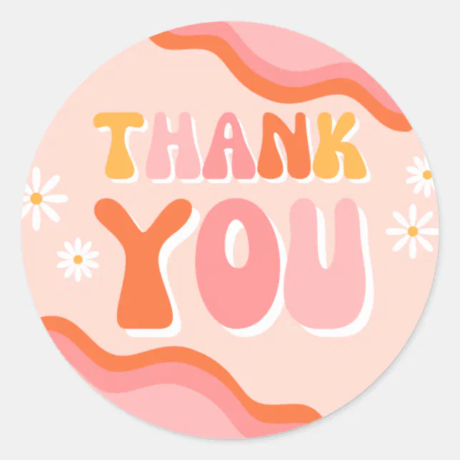 Groovy Thank You Sticker | Groovy Favor Tag | Zazzle