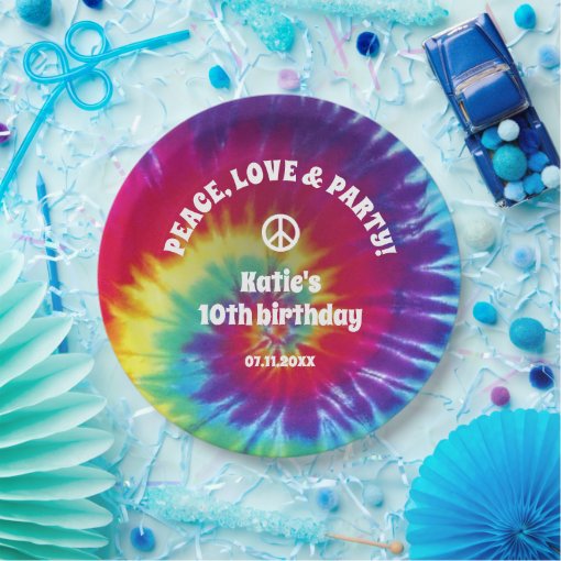 Groovy Tie Dye Hippie Party Paper Plates | Zazzle