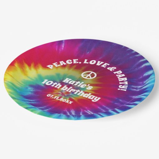 Groovy Tie Dye Hippie Party Paper Plates | Zazzle