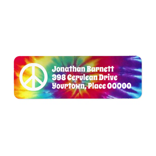 Groovy Tie Dye Hippie Return Address Label | Zazzle