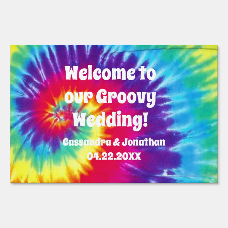 Groovy Tie Dye Hippie Sign | Zazzle