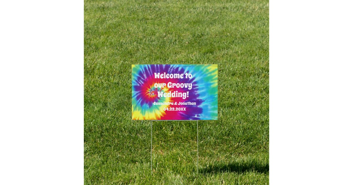 Groovy Tie Dye Hippie Sign | Zazzle