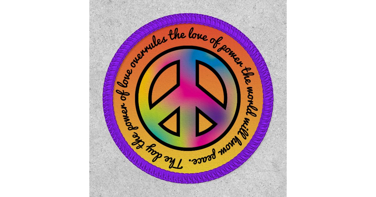 Groovy Tie Dye Peace Symbol Custom Quote Patch | Zazzle