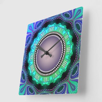 Groovy Time Aqua Green Purple Wall Clock | Zazzle