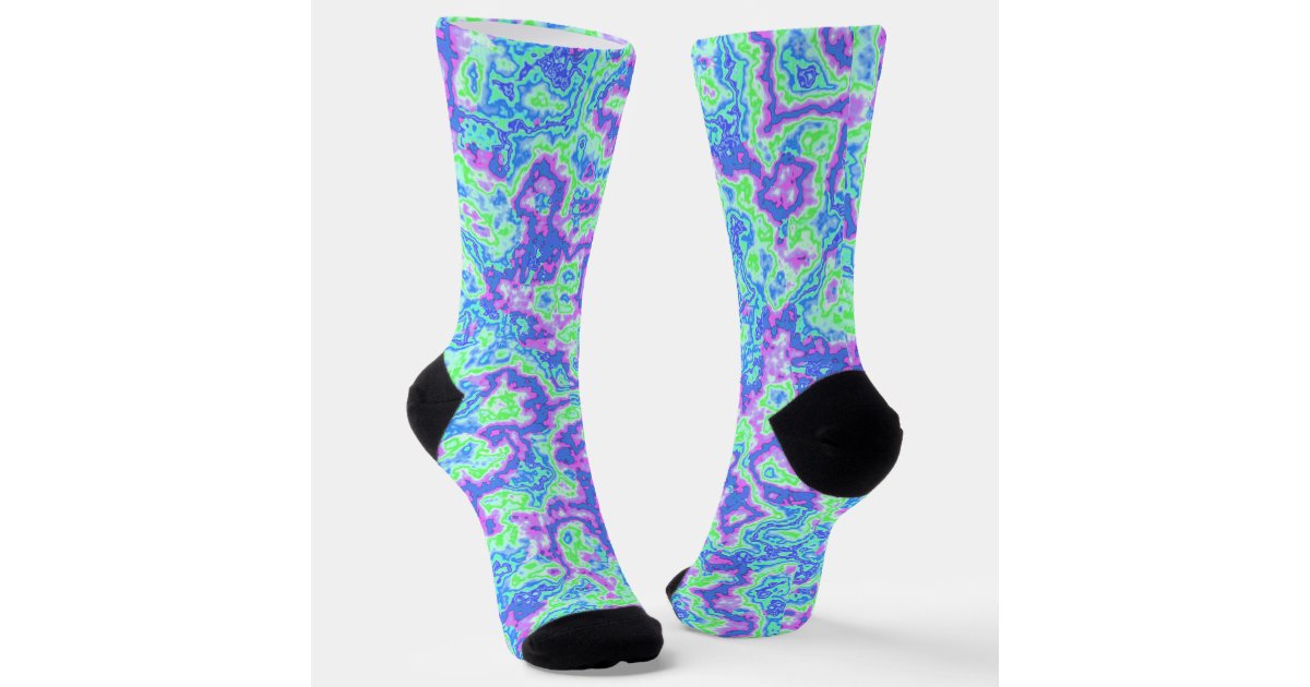 Groovy Vibrant Colorful Trippy Maximalist Marble Socks | Zazzle