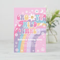 Groovy Wild And Three Hippie 3rd Birthday Party Invitation | Zazzle
