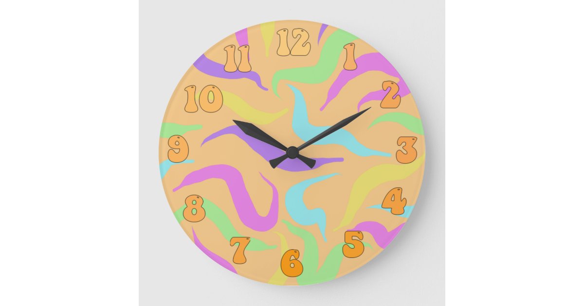 Groovy Worm on a String Large Clock | Zazzle