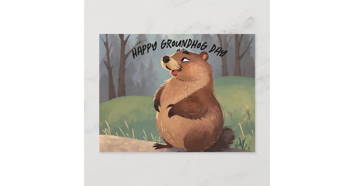 Groundhog Day A Celebration of Spring Postcard | Zazzle