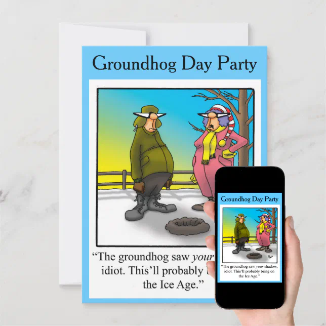 Groundhog Day Humor Party Invitations | Zazzle