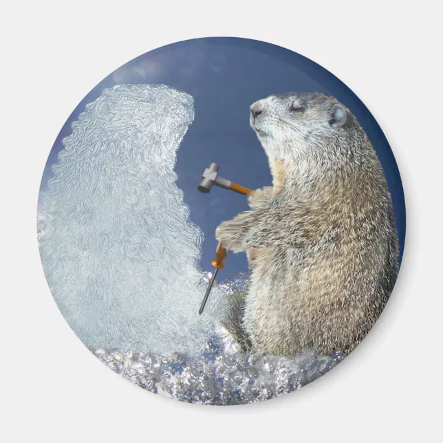 Groundhog Day Ice Sculpture Magnet | Zazzle