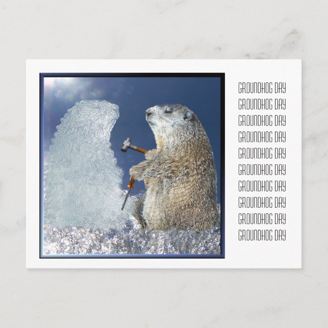 Groundhog Day Ice Sculpture Postcard | Zazzle