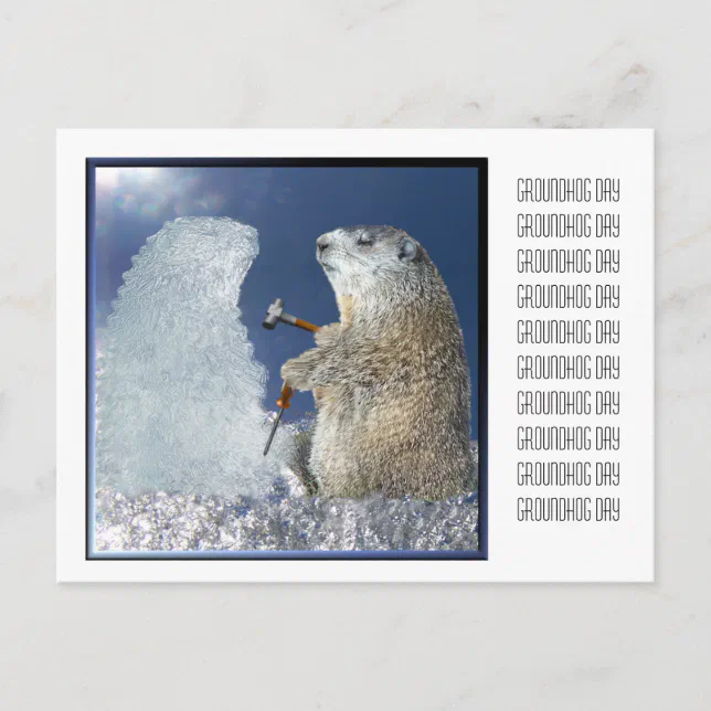 Groundhog Day Ice Sculpture Postcard Zazzle