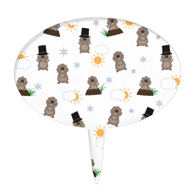 Groundhog Day Pattern Cake Topper | Zazzle