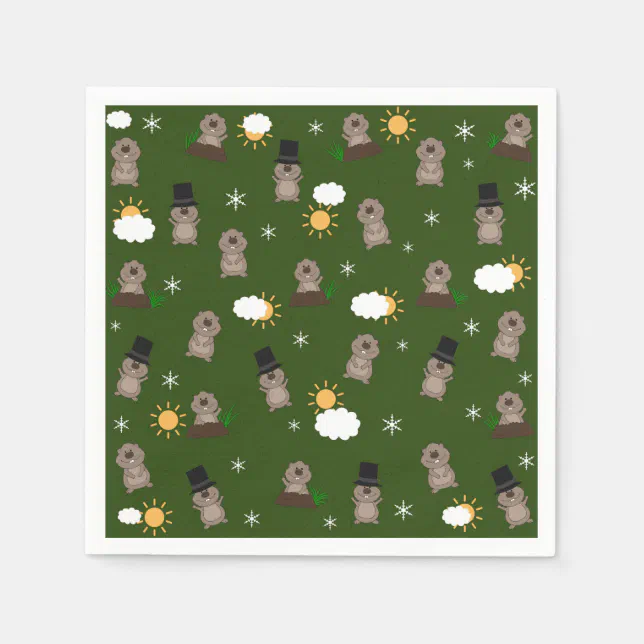 Groundhog Day Pattern Napkins | Zazzle