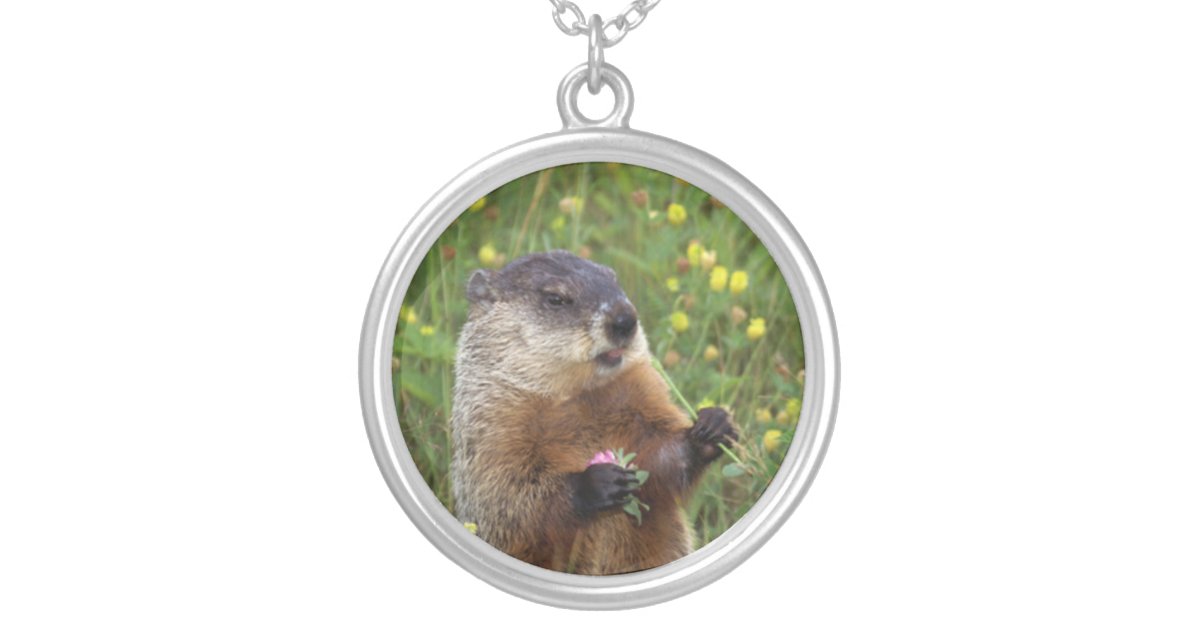 Groundhog Pose Silver Plated Necklace | Zazzle