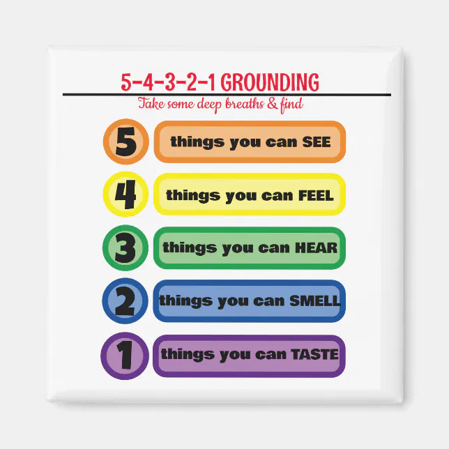 Grounding Technique for Anxiety/Stress 5 Senses Magnet | Zazzle